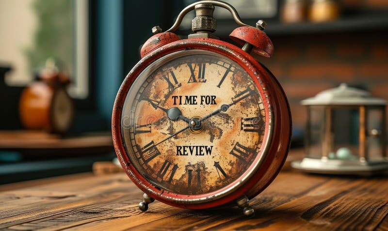 Conceptual Clock with TIME for REVIEW Phrase, Illustrating Urgency and ...