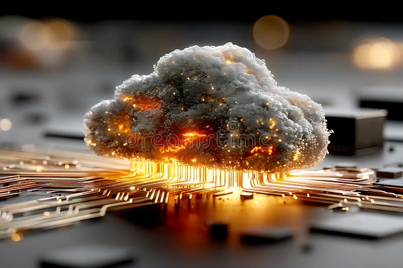 Conceptual Cloud Computing Data Transfer On Circuit Board Abstract Representation Of Secure