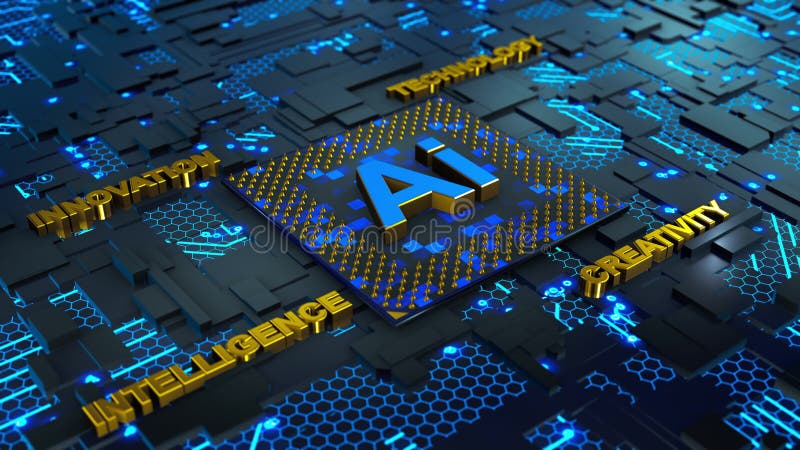Processor with the Ai logo stock video. Video of cyber - 268192497