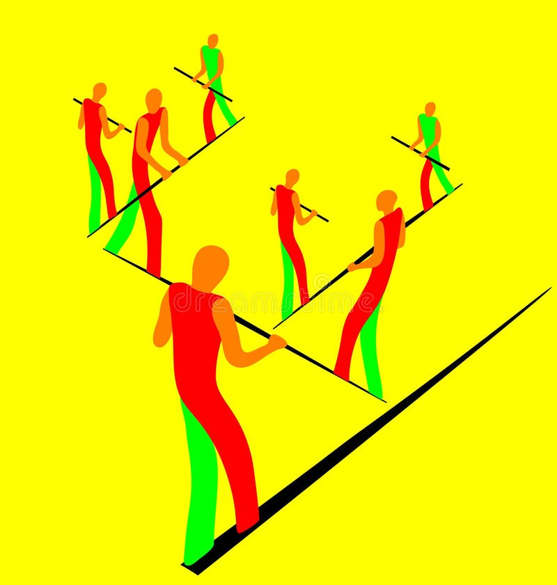 Tightrope Man Balance Walking On Rope Illustration Stock Vector ...