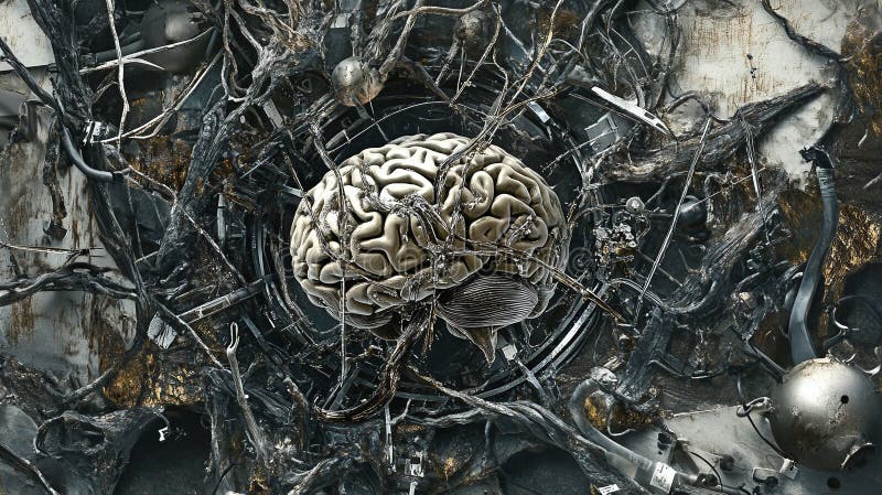 A Conceptual Cover Featuring a Human Brain Interwoven with Technology ...