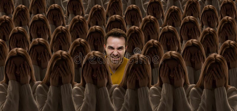 Grey Crowd Identical People Special One Man Stock Photos - Free ...