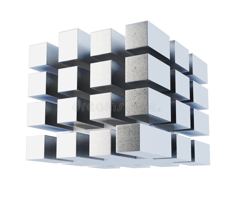 Conceptual Cube on White Background. 3d Rendering Stock Illustration ...