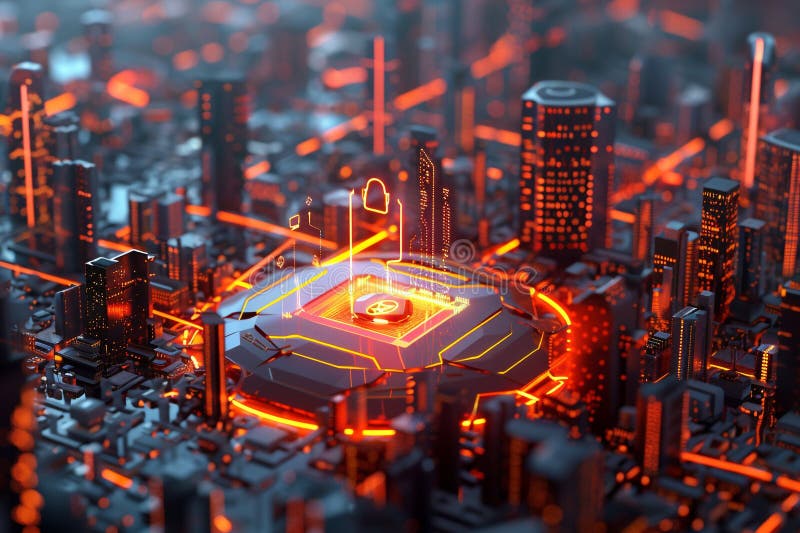 A Conceptual 3D Artwork of a Cyber Shield Activating Around a Digital ...