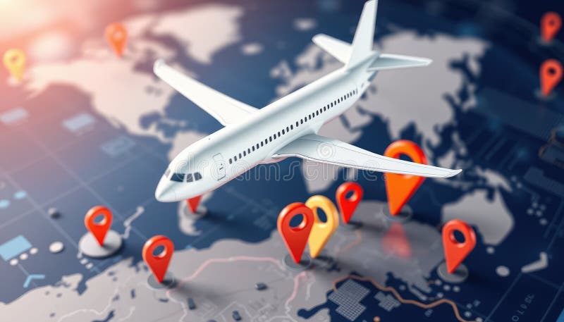 Conceptual 3D Render of Global Air Logistics with Cargo Plane Flying ...