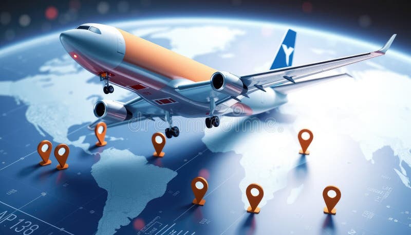 Conceptual 3D Render of Global Air Logistics with Cargo Plane Flying ...