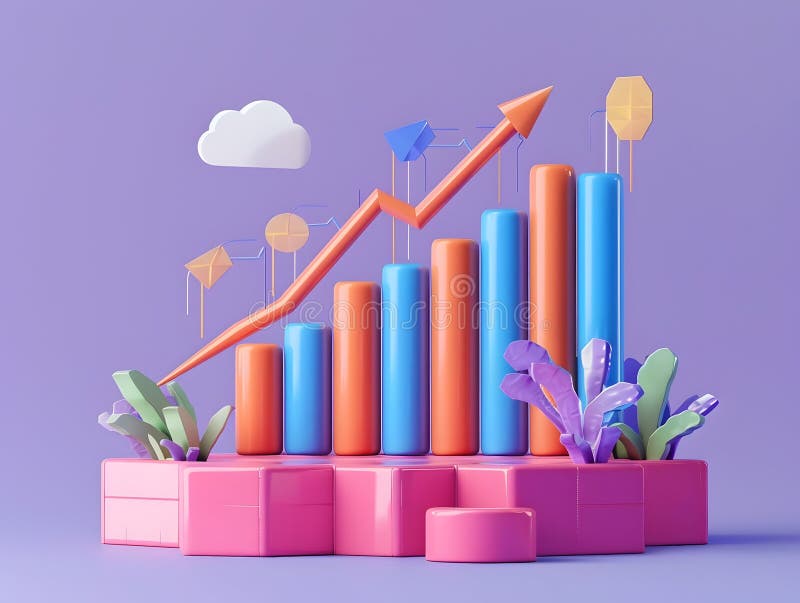 Conceptual 3D Rendered of Financial Growth and Analytical Data ...