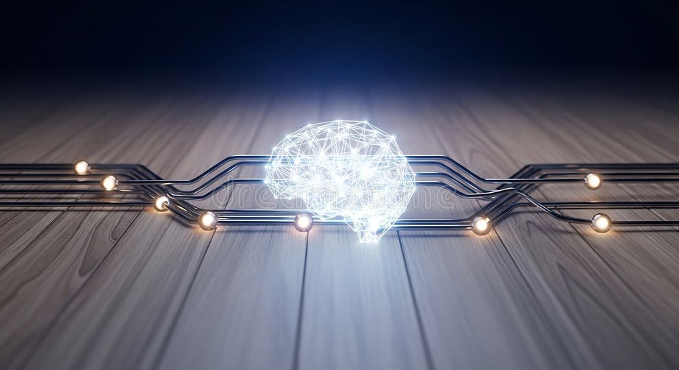 Glowing Wireframe Digital Brain Stock Illustrations – 1,898 Glowing ...