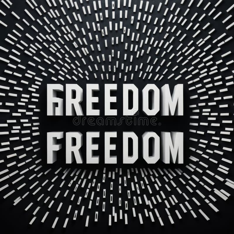 Conceptual 3D Typography Art with Freedom Text Stock Illustration ...