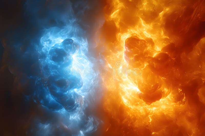 Conceptual Depiction of Fire and Ice Clash for Design and Print ...