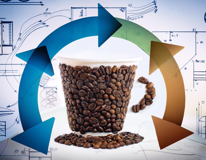 Conceptual Design Featuring a Coffee Cup Adorned with Coffee Beans ...