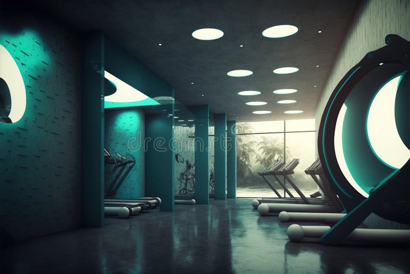 Conceptual Design of a Futuristic Gym. Ai Generated Stock Illustration ...