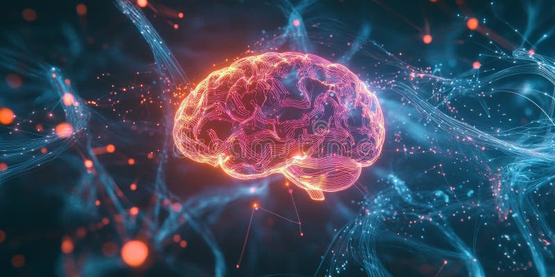 A Conceptual Design with a Glowing Brain Connected To Digital Circuits ...