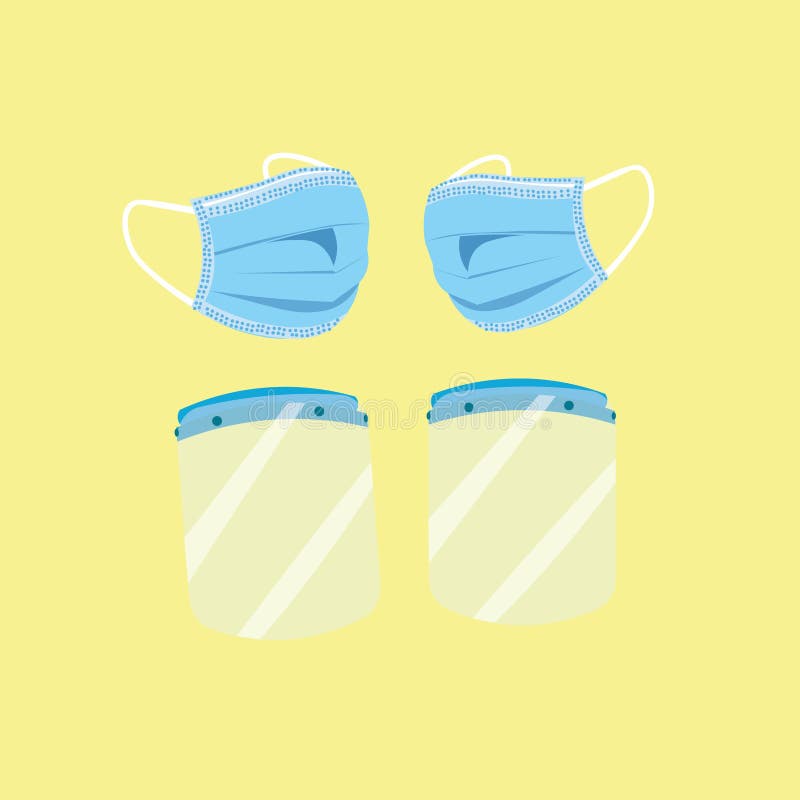Illustration Vector Face Shield and Masker Stock Vector - Illustration ...