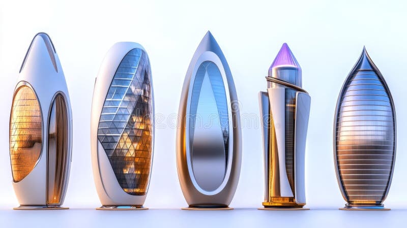 Futuristic Architecture Concept with Modern Egg-Shaped Buildings Stock ...