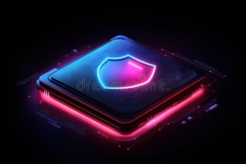 Glowing Shield Symbol Representing Digital Security in a Futuristic ...