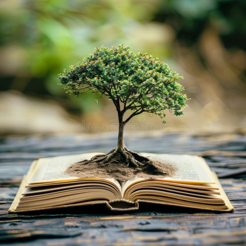 Conceptual Design of Success Shown As a Tree Growing Out of a Book ...