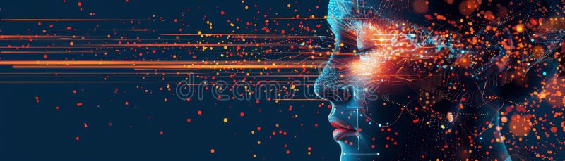 Conceptual Digital Art of a Human Face Disintegrating into Particles ...