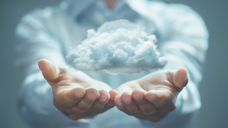 Man Holding Digital Cloud Concept Stock Illustration - Illustration of ...