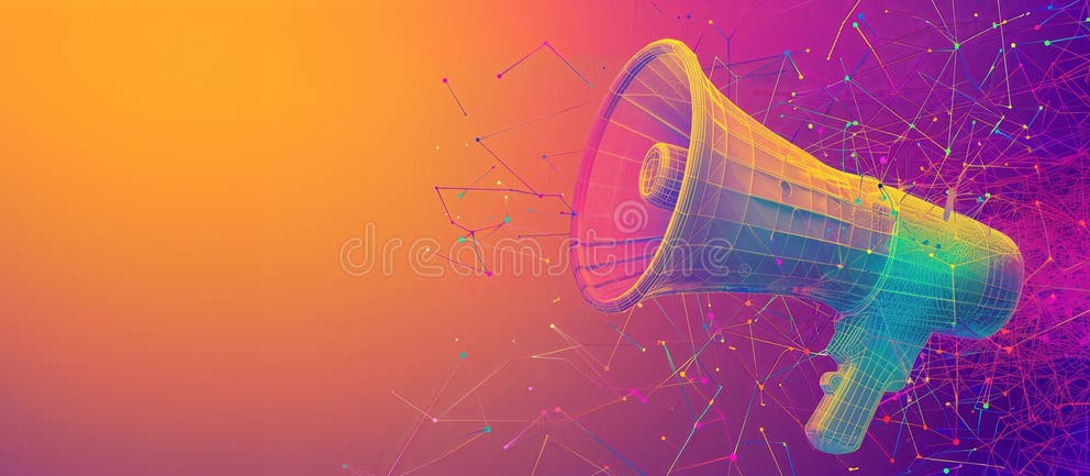 Conceptual Digital Drawing of a Megaphone, Made in Bright Colors with a ...