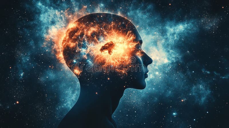 A Conceptual Digital Illustration of a Human Head, Symbolizing ...