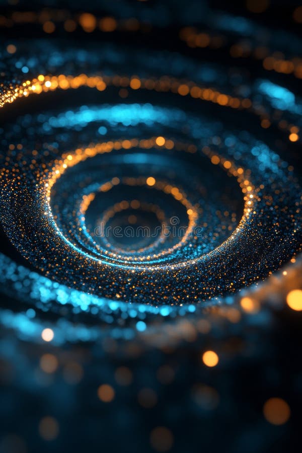 A Conceptual Digital Light Ring with Blue and Gold Particle Effects ...
