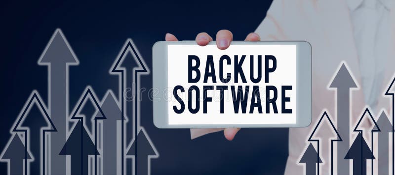 Conceptual Display Backup Software. Business Idea Create Extra Exact Copies of Files or Entire ...