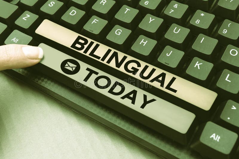 Sign Displaying Bilingual. Business Concept Digital Database Containing ...