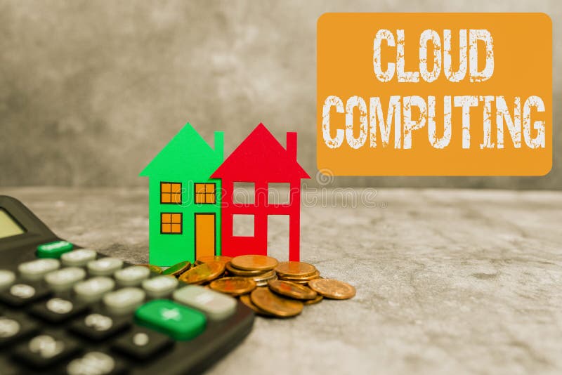 Conceptual Display Cloud Computing. Business Concept Use a Network of Remote Servers Hosted on ...