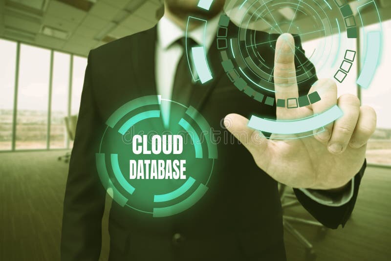 Hand Writing Sign Cloud Database. Conceptual Photo Optimized or Built for a Virtualized ...