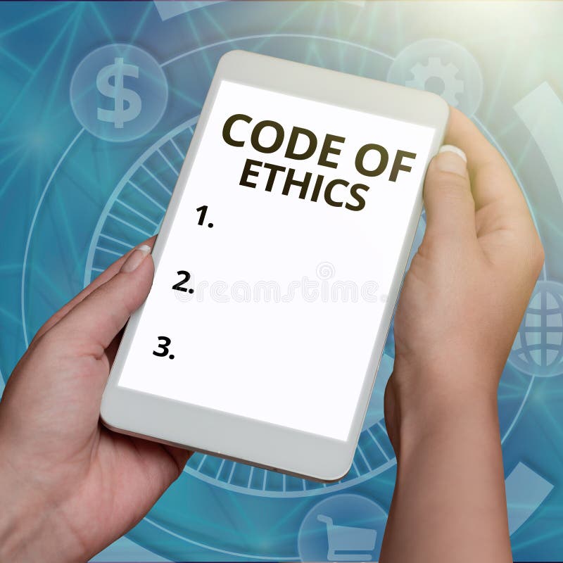 Hand Writing Sign Code of Ethics. Business Idea Moral Rules Ethical ...