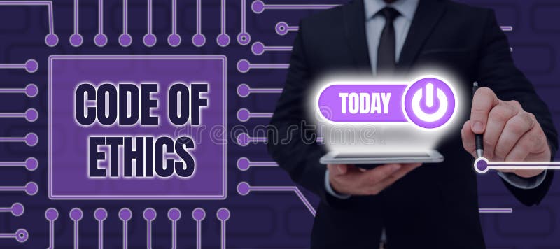 Conceptual Display Code of Ethics. Internet Concept Moral Rules Ethical ...