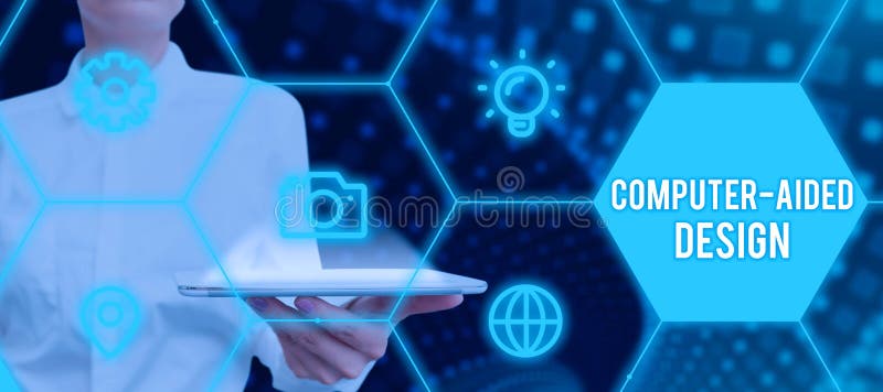 Handwriting Text Computer Aided Design. Internet Concept CAD Industrial ...