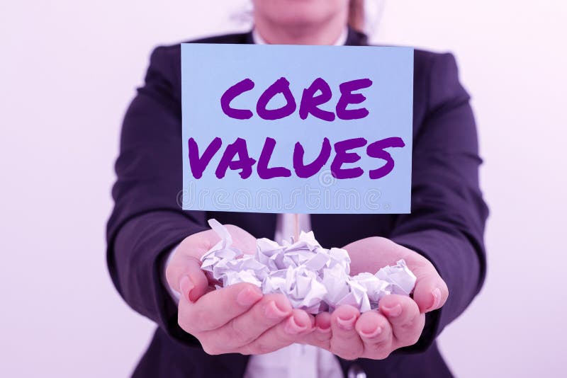 Conceptual Display Core Values Word For Principles Which Guide And Determine What Is Wrong And