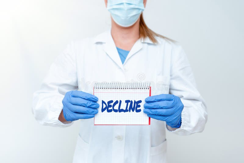 Text Sign Showing Decline. Word Written on Become Smaller Fewer less ...