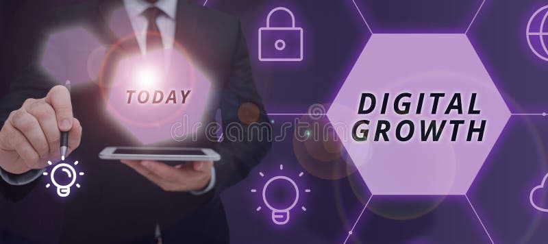 Conceptual Display Digital Growth. Word for Early Stages of Business ...