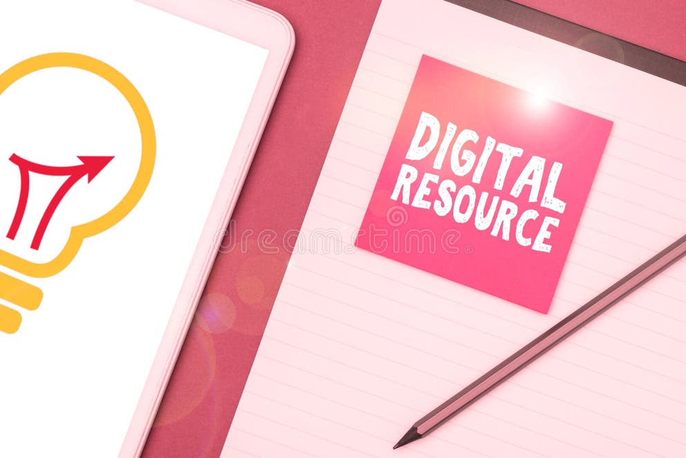 Conceptual Display Digital Resource. Business Approach Content that Distributed Digitally Over ...