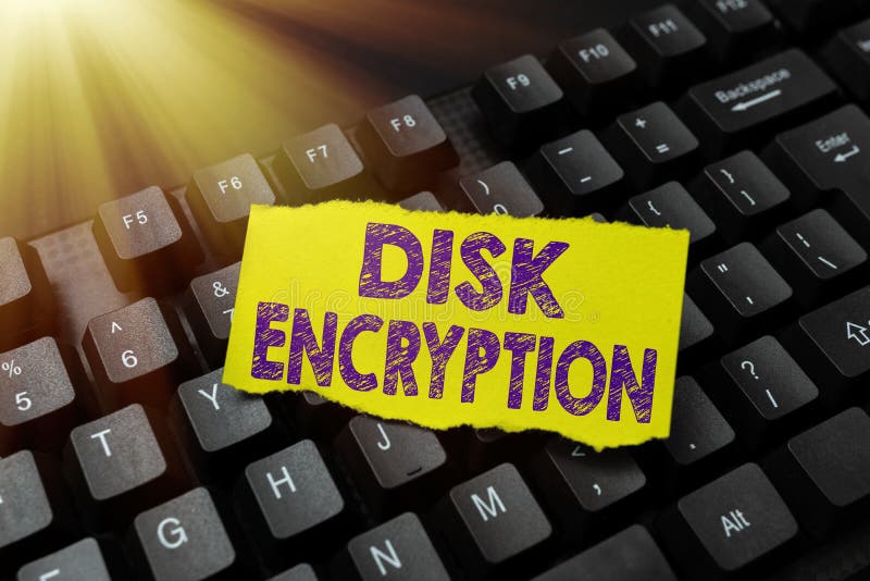Conceptual Display Disk Encryption. Word Written on the Security ...