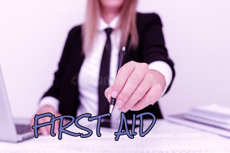 Conceptual Display First Aid. Word Written on Practise of Healing Small ...