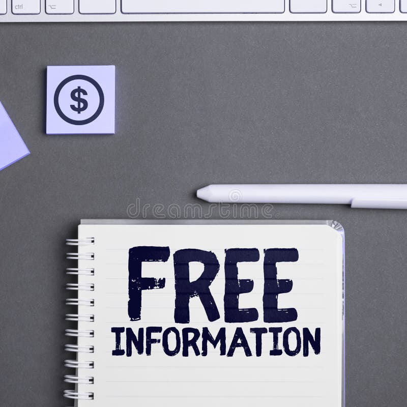 Conceptual Display Free Information. Word Written on Knowledge Obtained ...