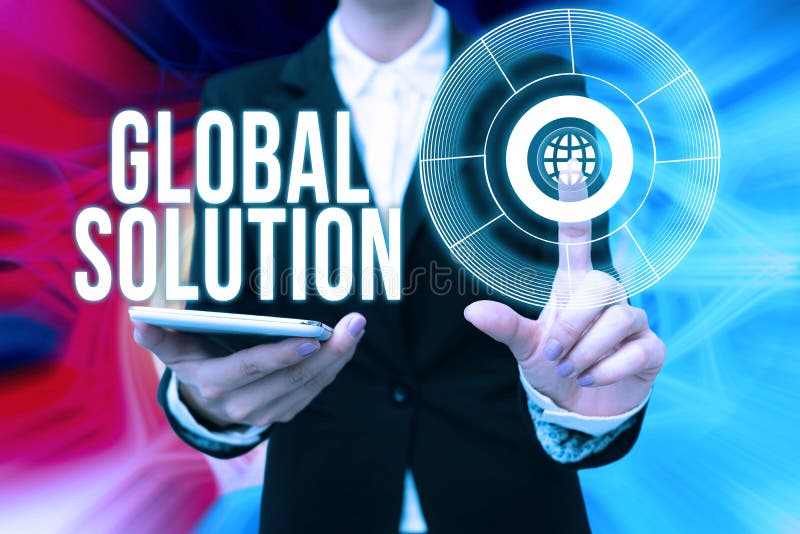 Hand Writing Sign Global Solution. Word for Dealing with a Difficult ...