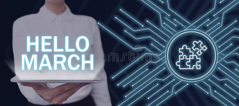 Text Showing Inspiration Hello March. Internet Concept a Greeting ...