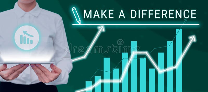 Writing Displaying Text Make a Difference. Word for Personal Development and Career Growth or ...