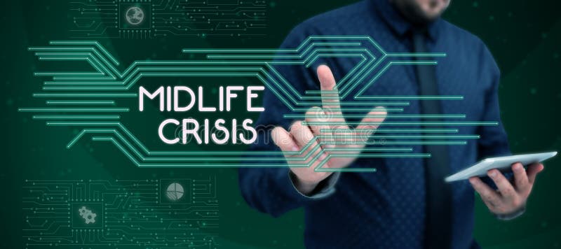 Conceptual Display Midlife Crisis. Business Approach Software ...