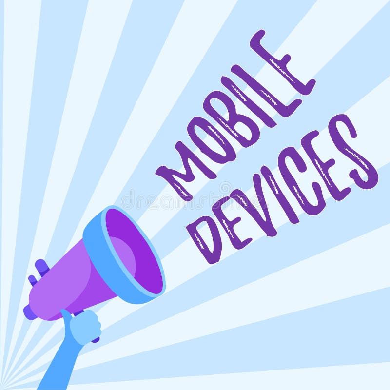 Conceptual Display Mobile Devices. Word Written on a Portable Computing ...