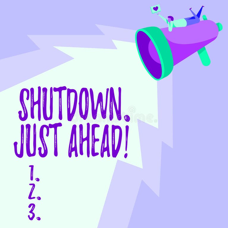 Conceptual Display Shutdown Just Ahead. Word Written on Closing Factory ... Conceptual Display Shutdown Just Ahead. Word Written on Closing Factory ...