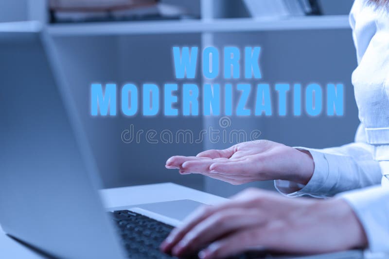 Conceptual Display Work Modernization. Business Idea Changing Product ...