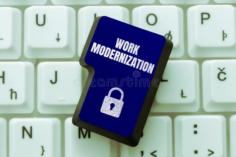 Hand Writing Sign Work Modernization. Business Approach Changing ...