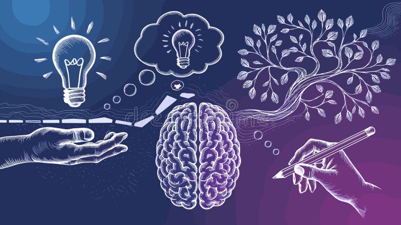 Conceptual Doodle Art Header Representing the Flow of Creativity. Stock ...