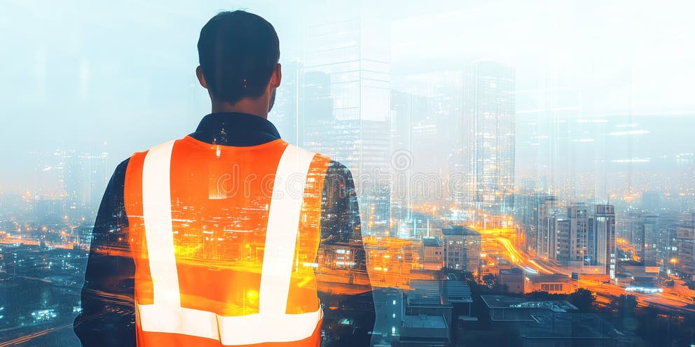 Conceptual Double Exposure of an Engineer Wearing Augmented Reality ...